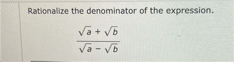 Solved Rationalize The Denominator Of The