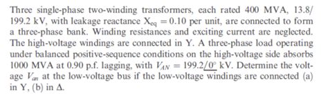Solved Three Single Phase Two Winding Transformers Each