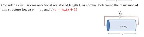 Solved Consider A Circular Cross Sectional Resistor Of