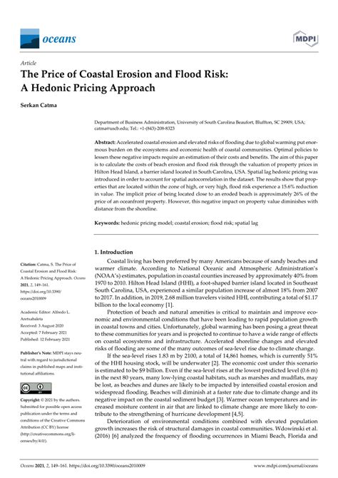 Pdf The Price Of Coastal Erosion And Flood Risk A Hedonic Pricing Approach