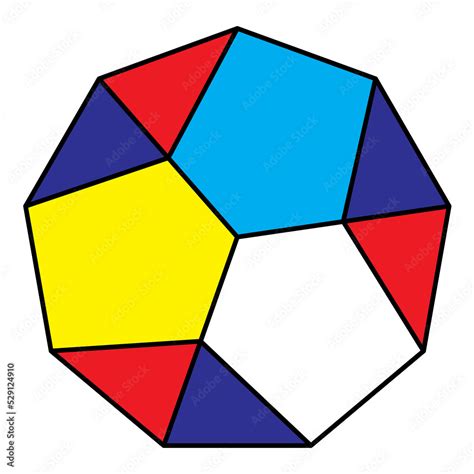 Nonagon 3d Effect Shape Design With Bright Primary Colors Png
