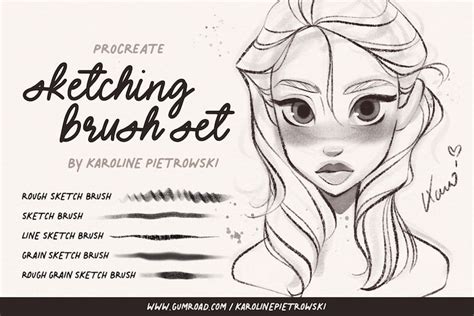 Karoline的线稿和草稿画笔，质感超棒 Procreate笔刷库 入门绘画教程，全明星笔刷下载