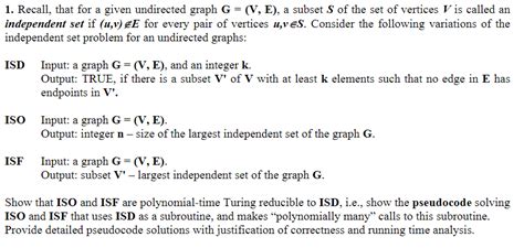 Solved 1 Recall That For A Given Undirected Graph Gve