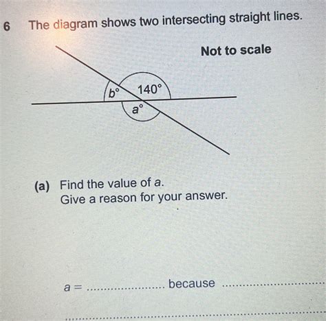 solved 6 the diagram shows two intersecting straight lines ale a