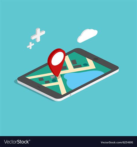 Flat D Isometric Mobile Navigation Maps Vector Image