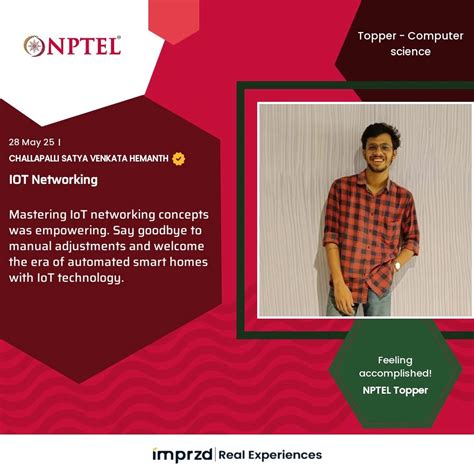 Im Happy To Share That Ive Been Recognized As A Topper In The Nptel