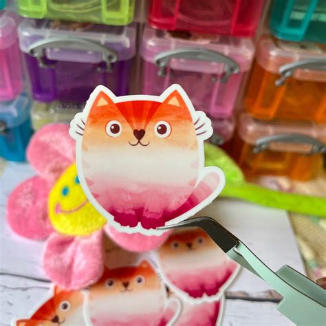 Lesbian Pride Cat Sticker Lgbtq Sticker Die Cut Laminated Vinyl