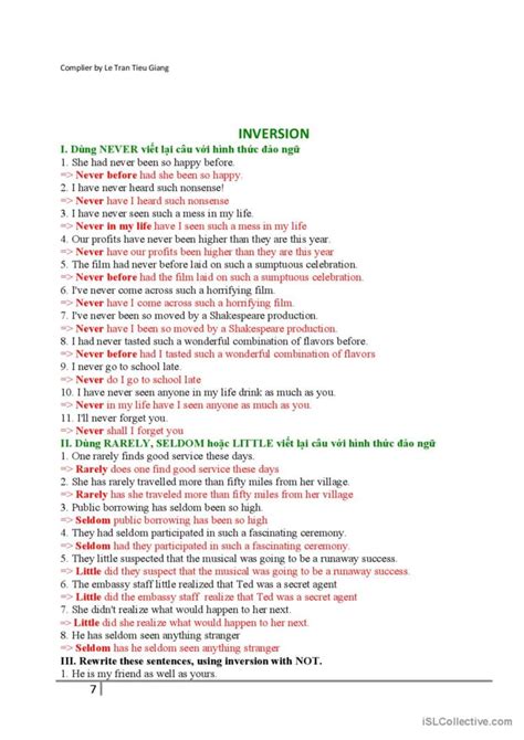 Exercises Of Inversion English Esl Worksheets Pdf And Doc Exercises Of Inversion English Esl Worksheets Pdf And Doc