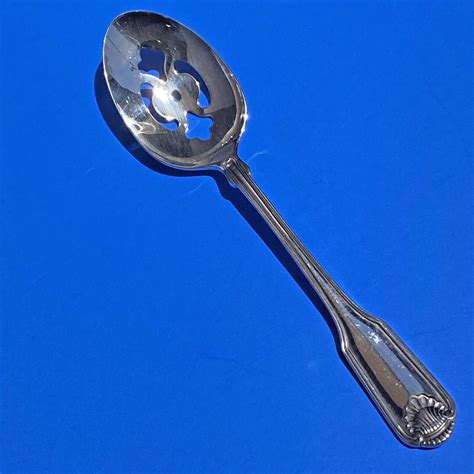 Oneida Classic Shell Stainless Flatware Pierced Serving Spoon 8 3 8 Glossy Etsy