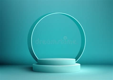 3d Blue Podium Steps Stand With Circle Backdrop Stock Vector