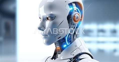 برمجة وتحديث وتقدم تقنية الذكاء الاصطناعي صورة مقربة لرأس روبوت بشري