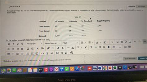 Solved Destinations Click Save And Submit To Save And Chegg Com