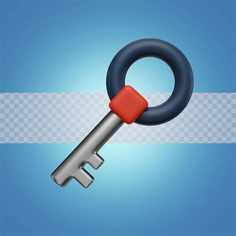 Premium Psd 3d Render Illustration Silver Metallic Key