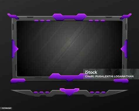 추상 검정색과 보라색 테두리 게임 오버레이 라이브 스트림 Gui 화면 패널 템플릿 Brand Name Video Game에 대한