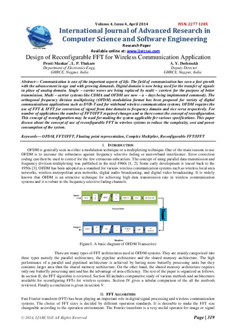 Pdf Design Of Reconfigurable Fft For Wireless Communication Application
