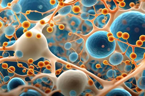 Abstract Organic Cell Structure With Textured Spheres And Network Stock
