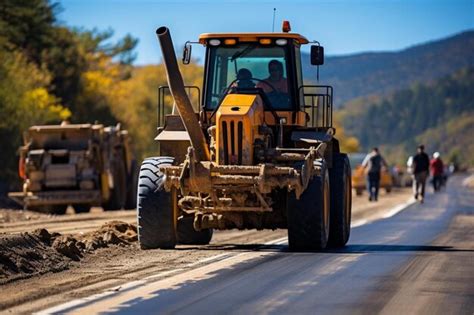 Highperformance Motor Grader Working On Road Premium Ai Generated Image