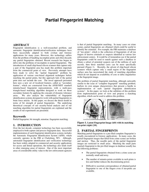 PDF Partial Fingerprint Matching