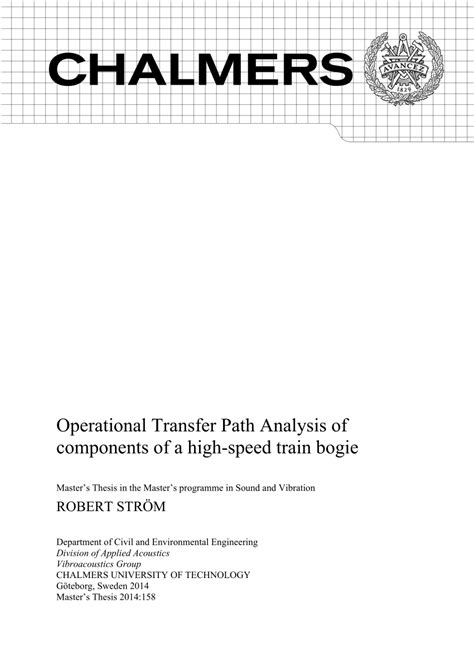 Pdf Operational Transfer Path Analysis Of Components Of A High Speed