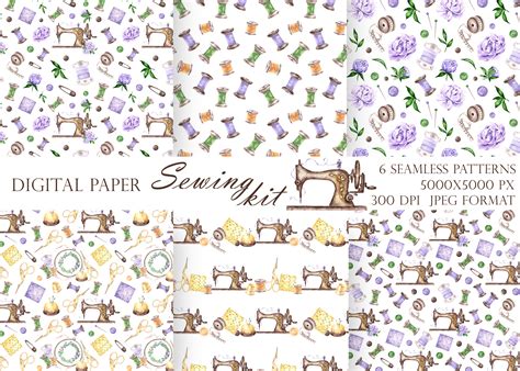 Sewing Digital Paper Seamless Pattern Graphic By Sabina Zhukovets · Creative Fabrica