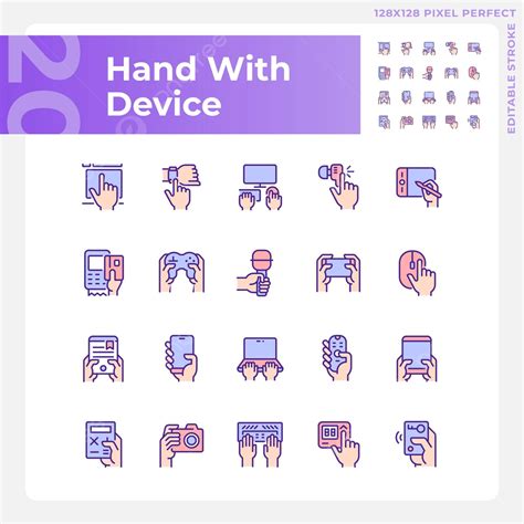 Conjunto De ícones Pixelperfect Coloridos Rgb Dispositivos De Mãos Dadas Vetor PNG Vetor