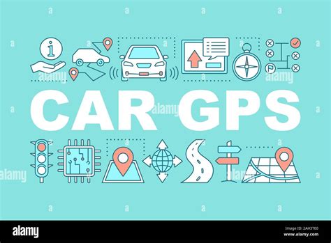 Car GPS System Word Concepts Banner GPS Navigation Mapping Route Searching Isolated