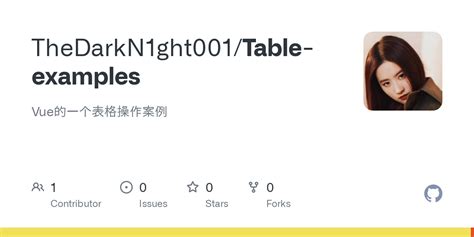 GitHub TheDarkN ght Table examples Vue的一个表格操作案例