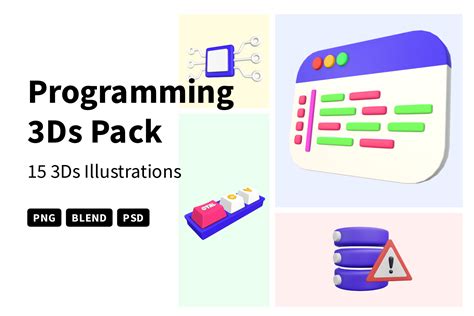 premium programming 3d illustration pack from design and development 3d