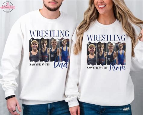 Custom Wrestling Mom Sweatshirt Personalized Photo Collage Crewneck