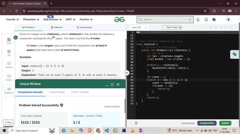 gfg160 day22 hindex bucketsort problemsolving java dsa… awanish kumar singh
