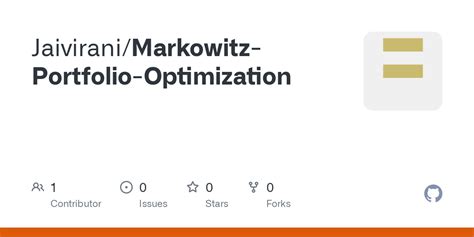Github Jaiviranimarkowitz Portfolio Optimization