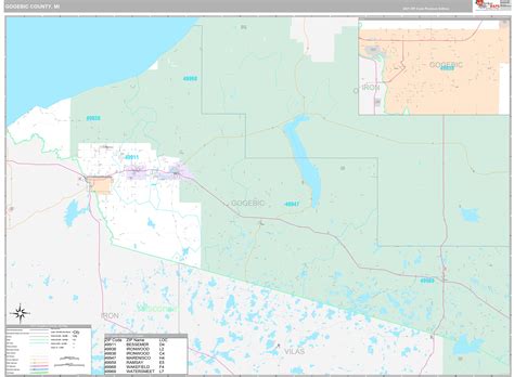 Gogebic County Mi Wall Map Premium Style By Marketmaps Mapsales
