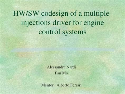 ppt hw sw codesign of a multiple injections driver for engine control