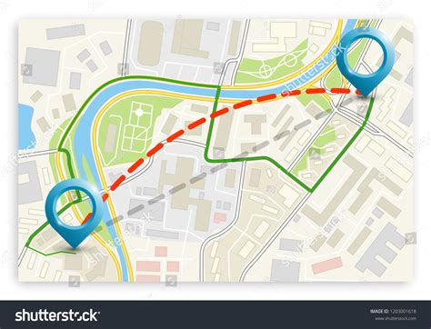 City Map Navigation Route Color Point Stock Vector Royalty Free 1203001618