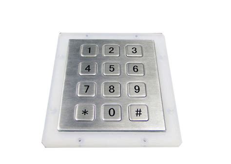 12 Metal Keys Industrial Numeric Keypad Stainless Steel Vandal Proof