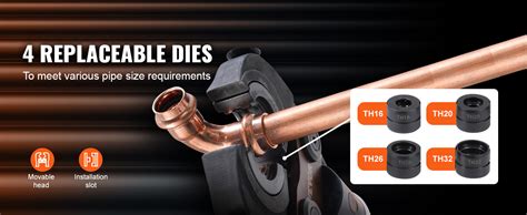 Vevor Copper Tube Fittings Crimping Tool With Th16202632 Jaws 360