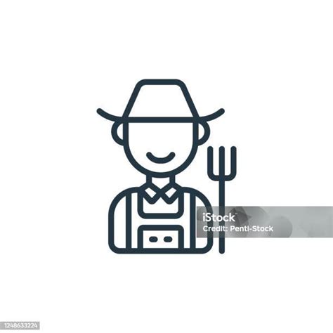 농부 벡터 아이콘 농부 편집 스트로크 웹 및 모바일 앱 로고 인쇄 미디어에 사용하기위한 농부 선형 기호 가는 선 그림입니다 벡터 절연 윤곽선 도면 곡초류에 대한 스톡 벡터