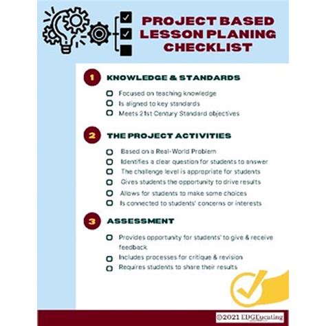 Project Based Learning Checklist Edgeucating