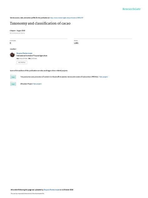 Taxonomy And Classification Of Cacao Bharracharjee And Akoroda 2018 Pdf Cocoa Bean Botany