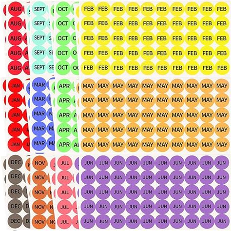 2400 Labels Month Stickers 12 Months Of The Year Color Coding Labels Round Monthly