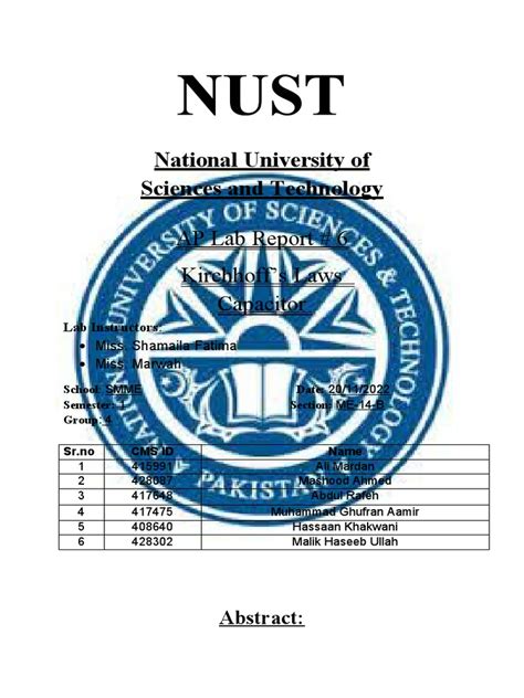Ap Lab Report 6 Pdf Capacitor Series And Parallel Circuits