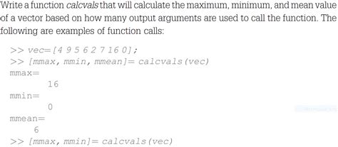 Solved Write A Function Calcvals That Will Calculate The Chegg