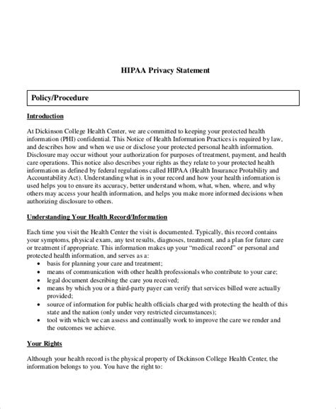 Free 9 Sample Privacy Statement Templates In Ms Word Pdf