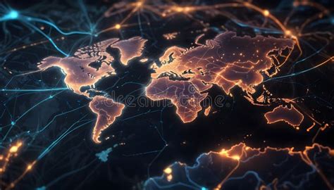 World Map And Globe Interconnected Web Business Technology And Internet