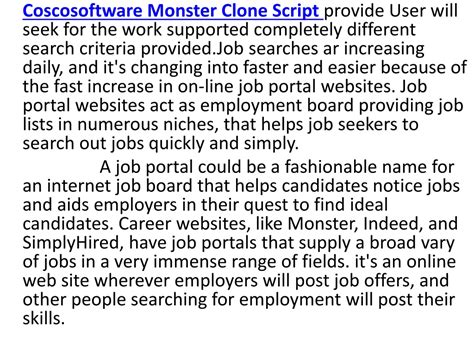 ppt coscosoftware monster job portal ready made clone powerpoint