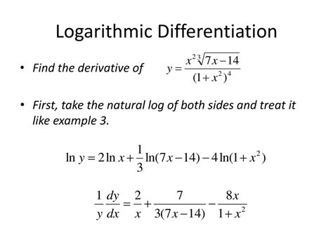 Derivatives of Logarithmic Functions - ppt download