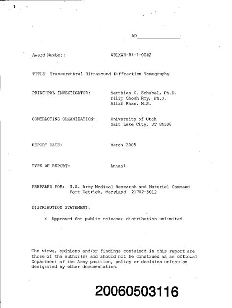 Fillable Online Annual Report On Transurethral Ultrasound Diffraction Tomography Fax Email Print