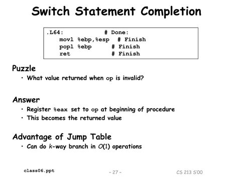 Ppt Machine Level Programming Ii Control Flow Feb 3 2000 Powerpoint