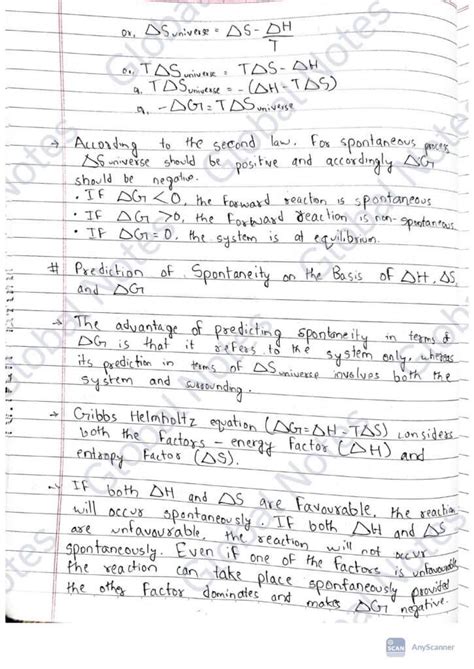 Chemical Thermodynamics Global Notes