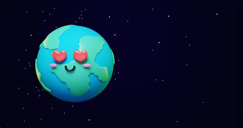 loop animation of 3d adorable cartoon earth emoji green planet with